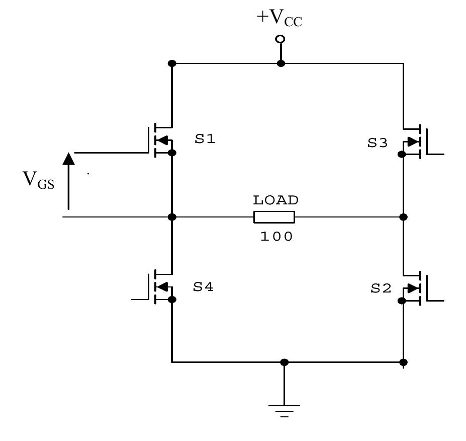 An h-bridge inverter circuit. mosfet exceeds the minimum