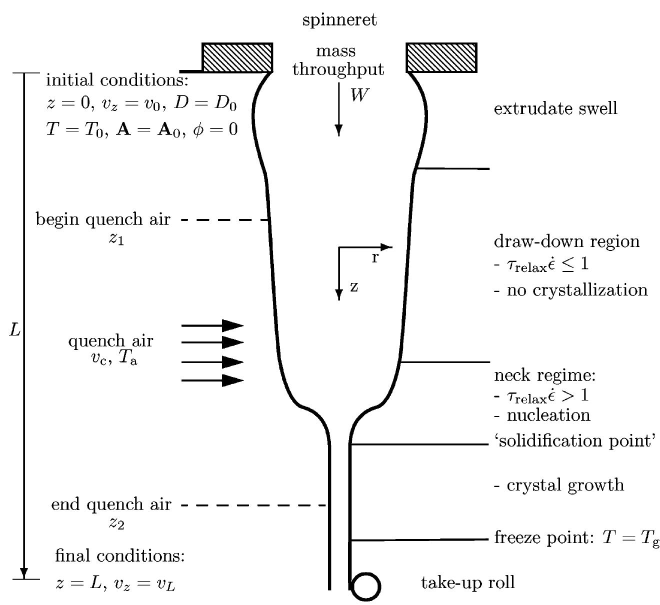 Schematic illustration of the melt spinning process.