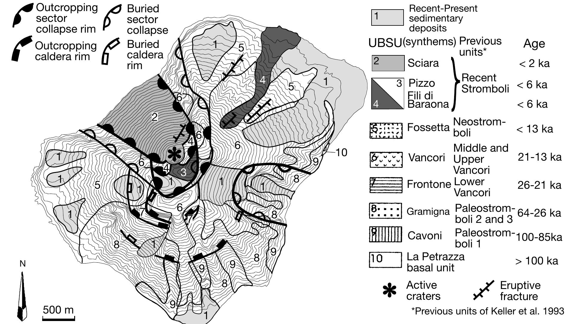 Geological map of stromboli summarising a new