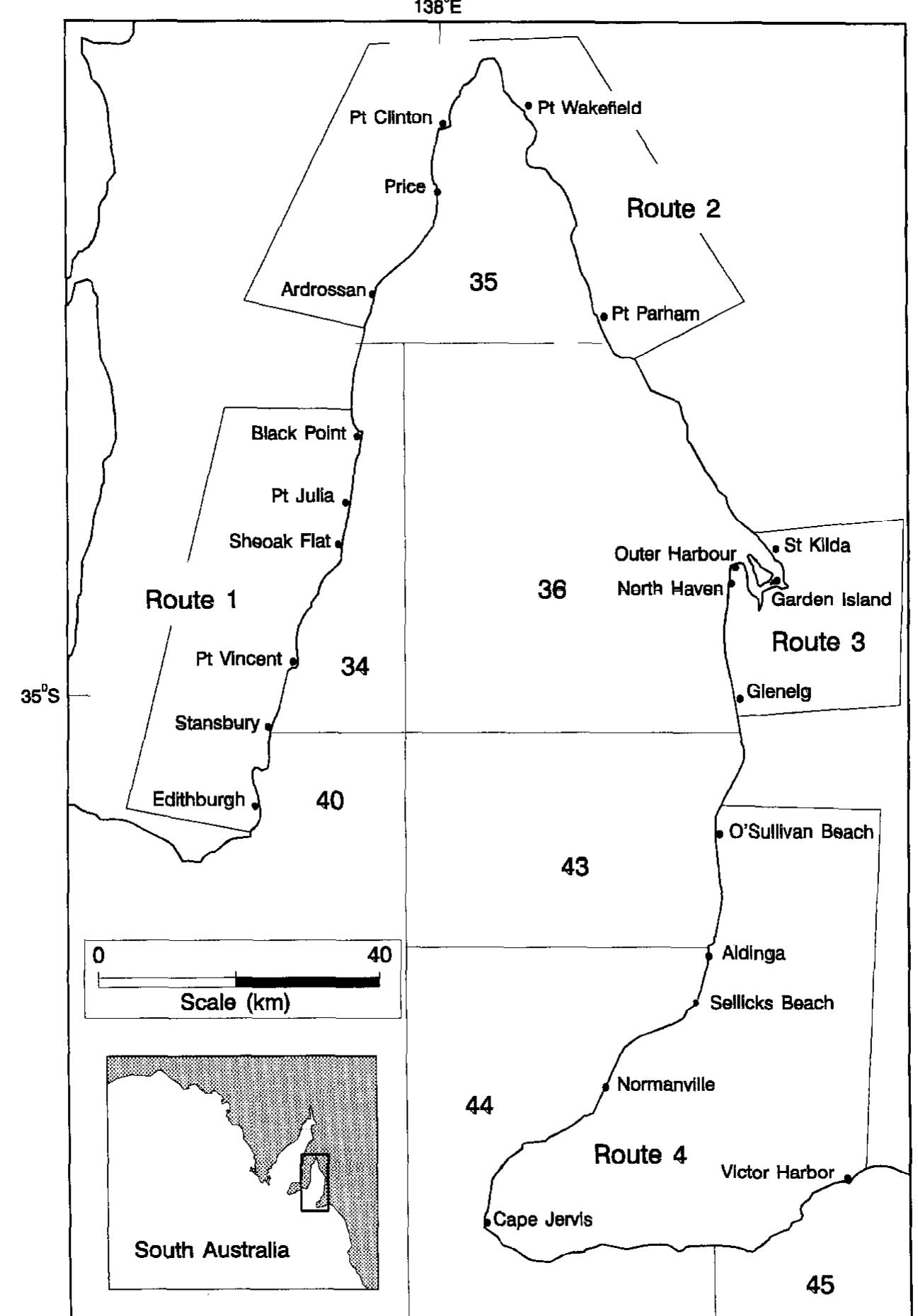 Map of gulf st. vincent, south australia showing the access