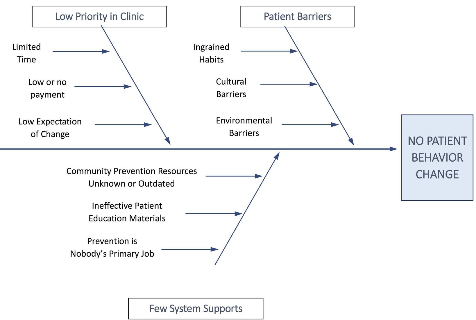 Ishikawa ‘fishbone’ diagram: explanatory theory of barriers
