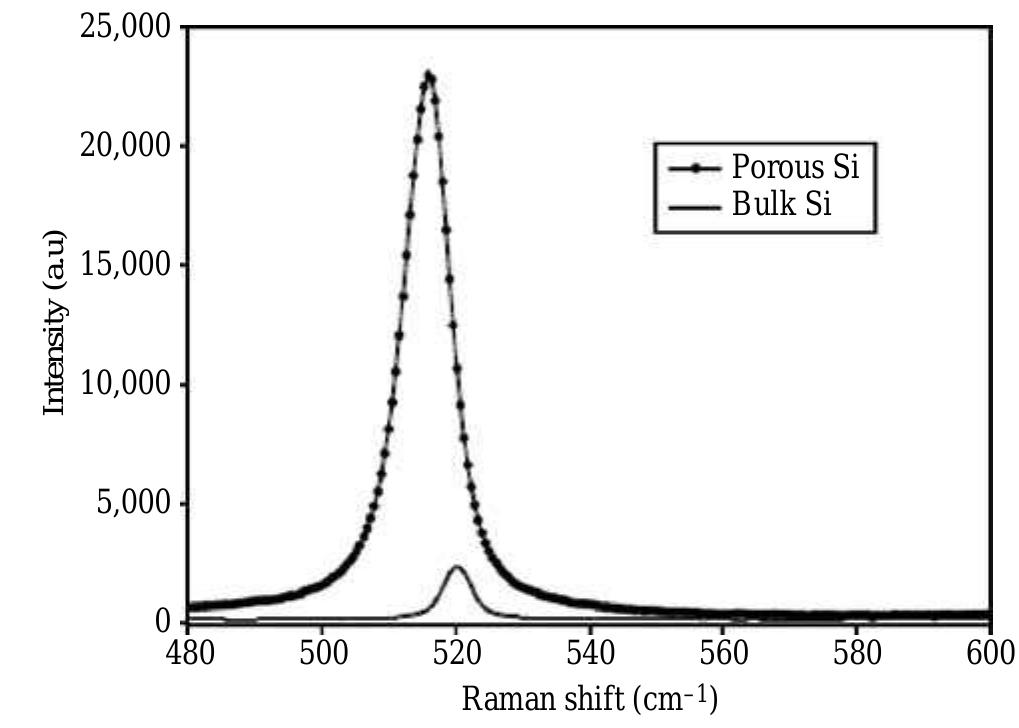 Raman spectra of porous silicon prepared by electrochemical