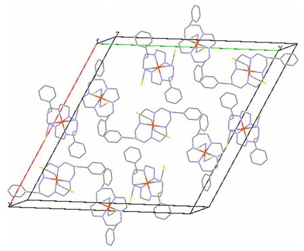 Unit cell diagram of complex 2. hydrogen atoms have been