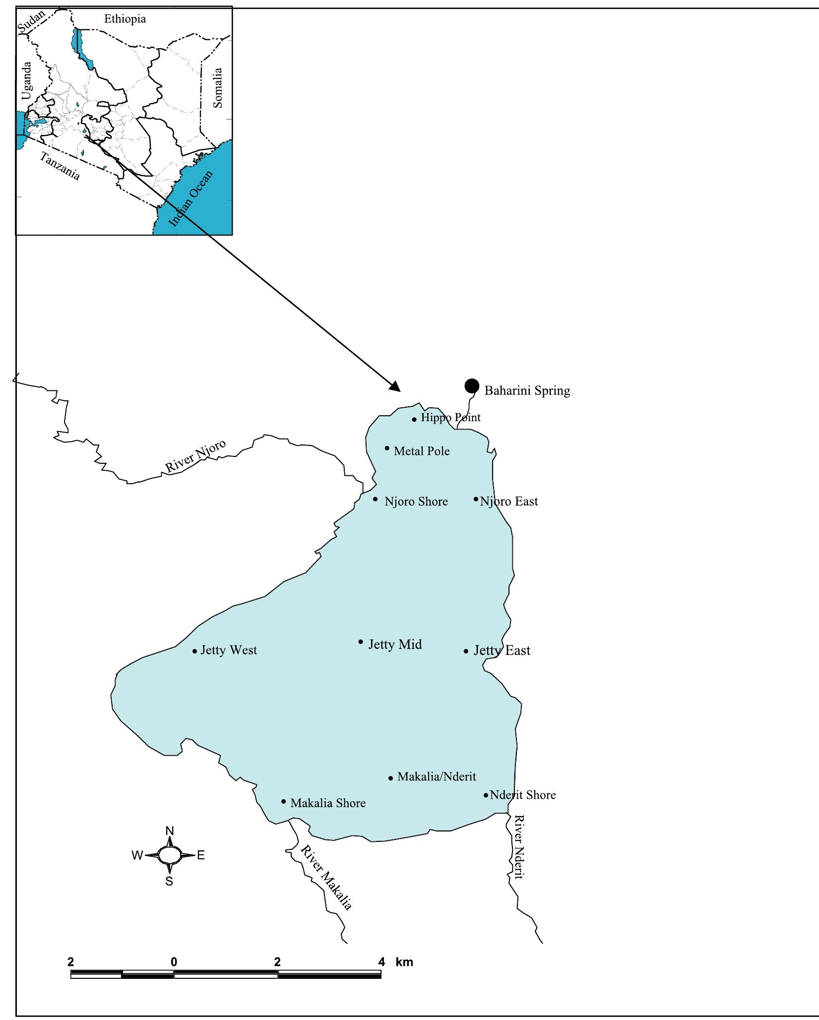 Map of kenya, showing location of lake nakuru and sampling