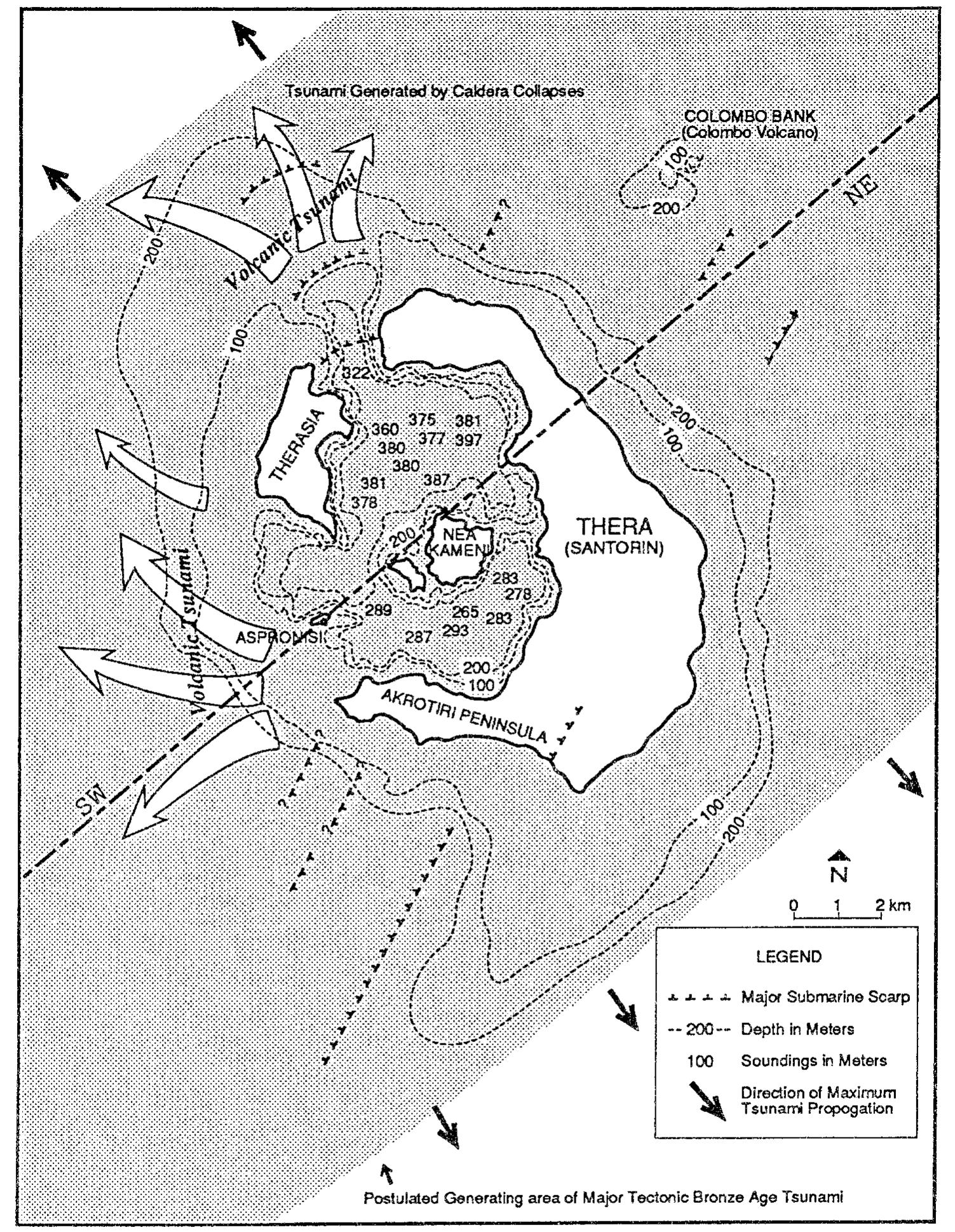 Map of the thera (santorin) volcanic field, indicating