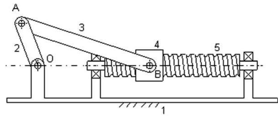 Schematic representation of a ball-screw transmission