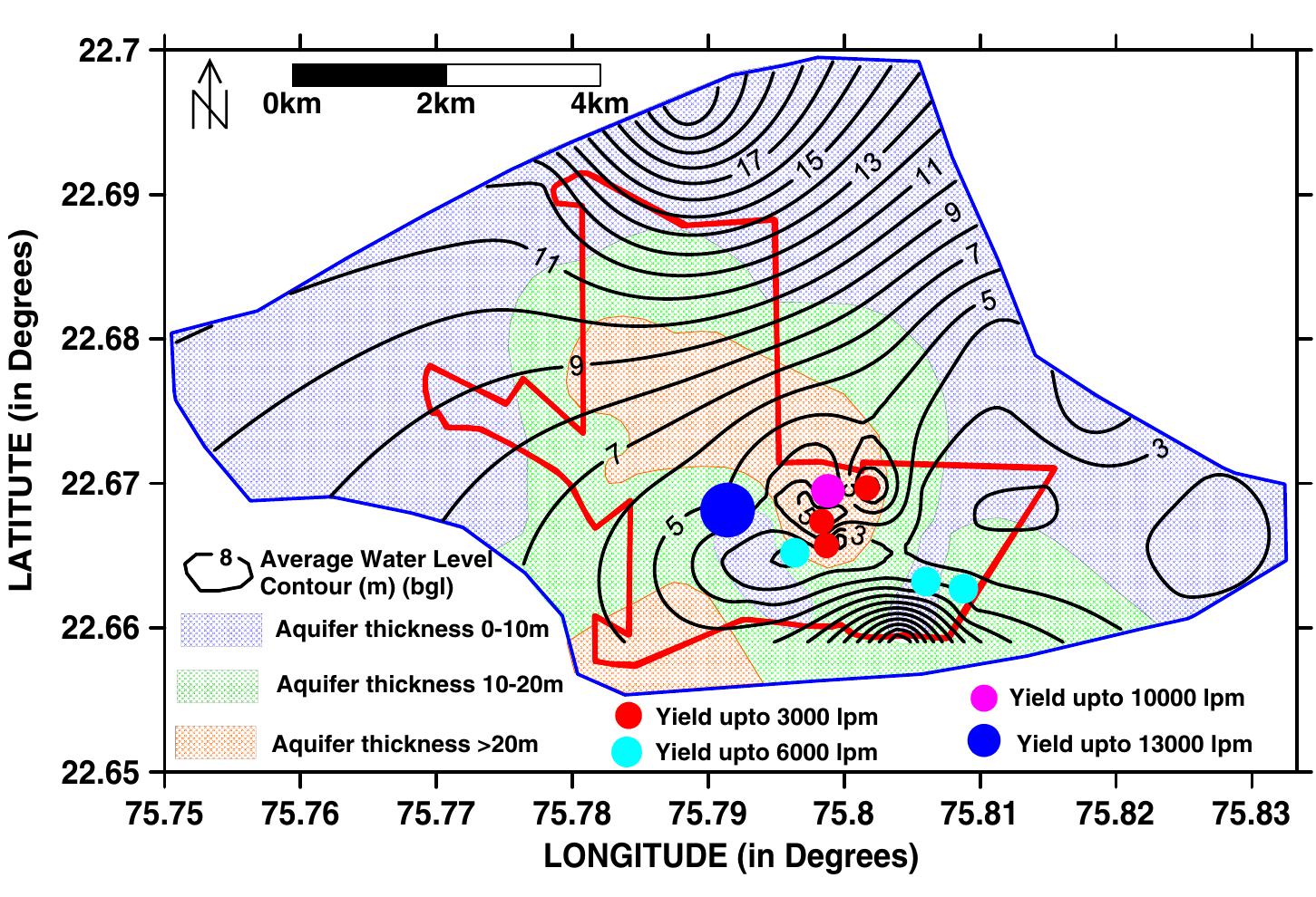 Hydrogeological map of the watershed