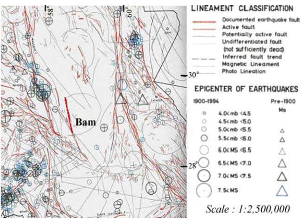 Seismotectonic map of the bam region (ramazi, 1996) the bam