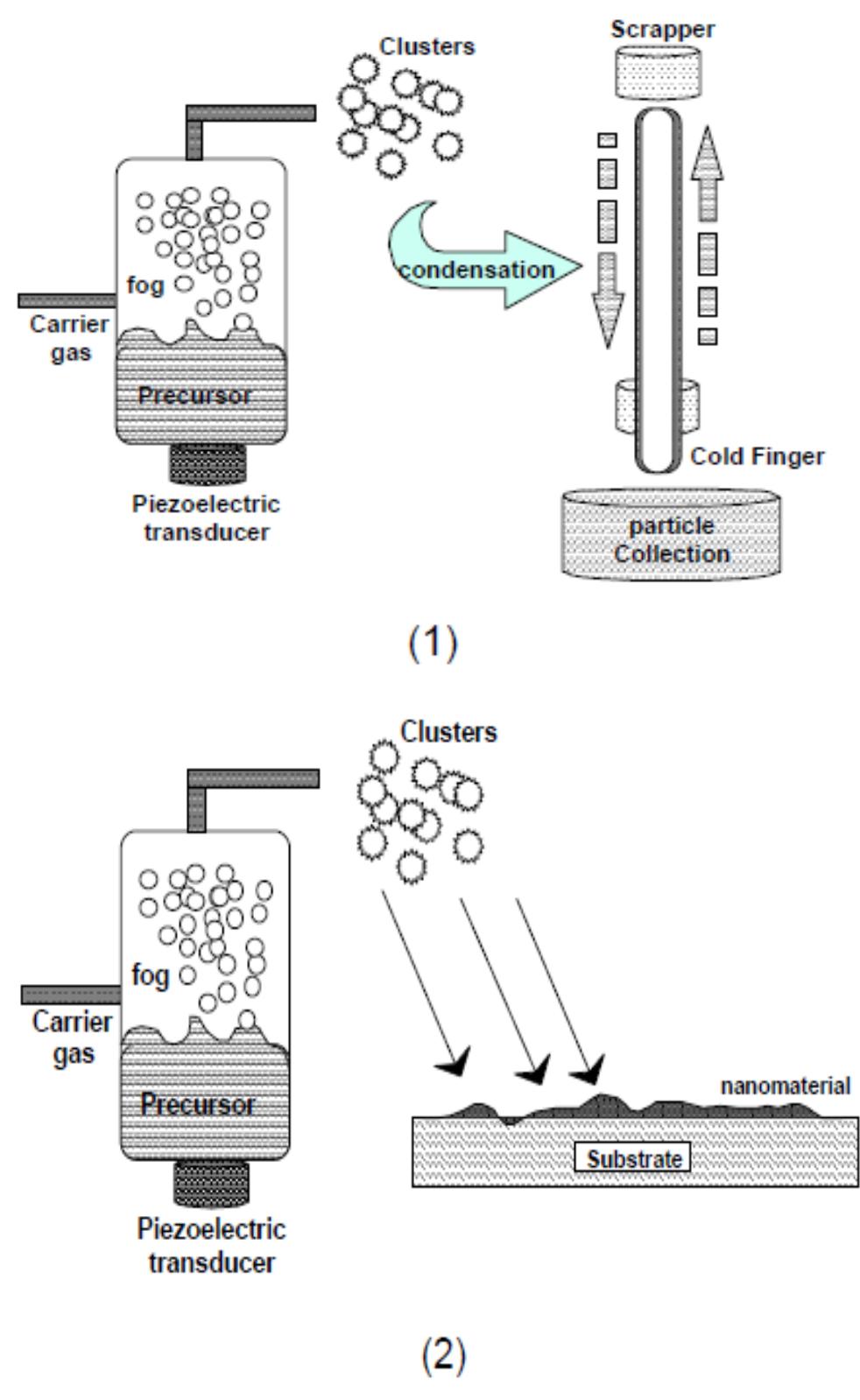 Schematic representation of (1) nanoparticle, and (2)