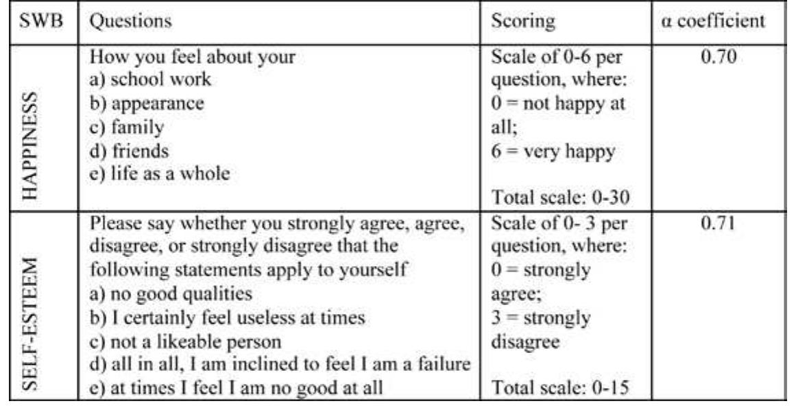 1: questions set from the bhps measuring subjective