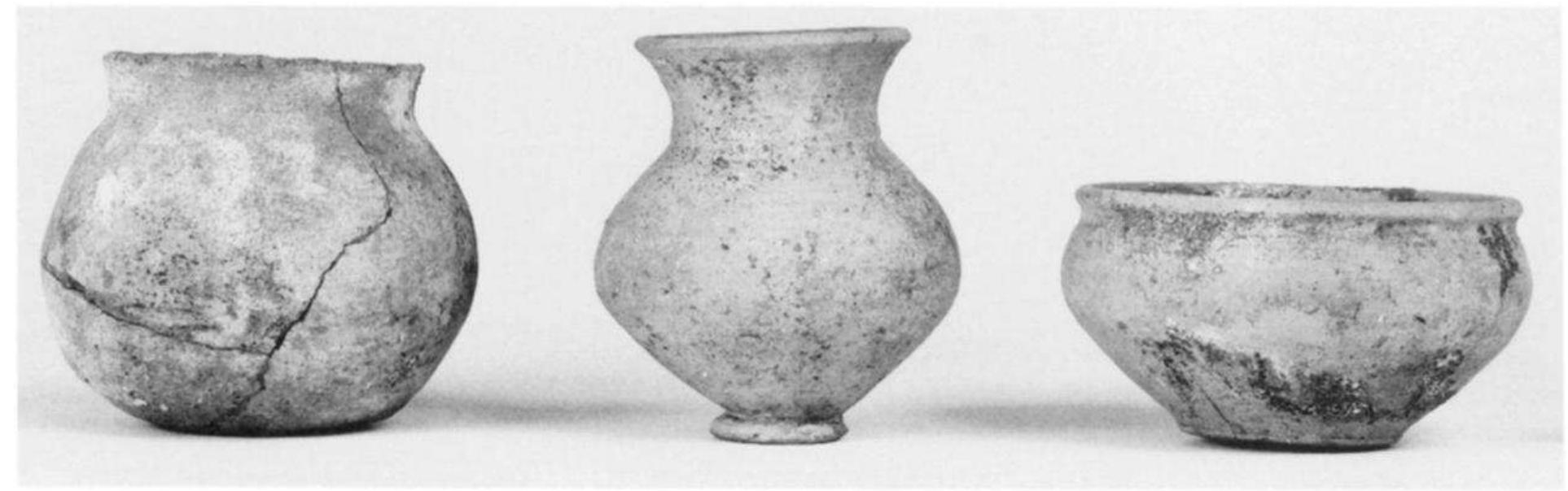 Ceramic vessels from tomb b10a b27: from left, cat. nos. 78,