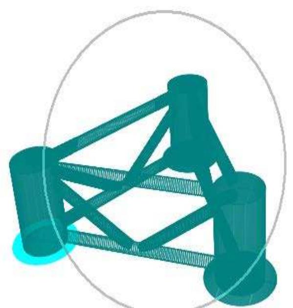 Isometric view for semi-submersible model 3d with heave