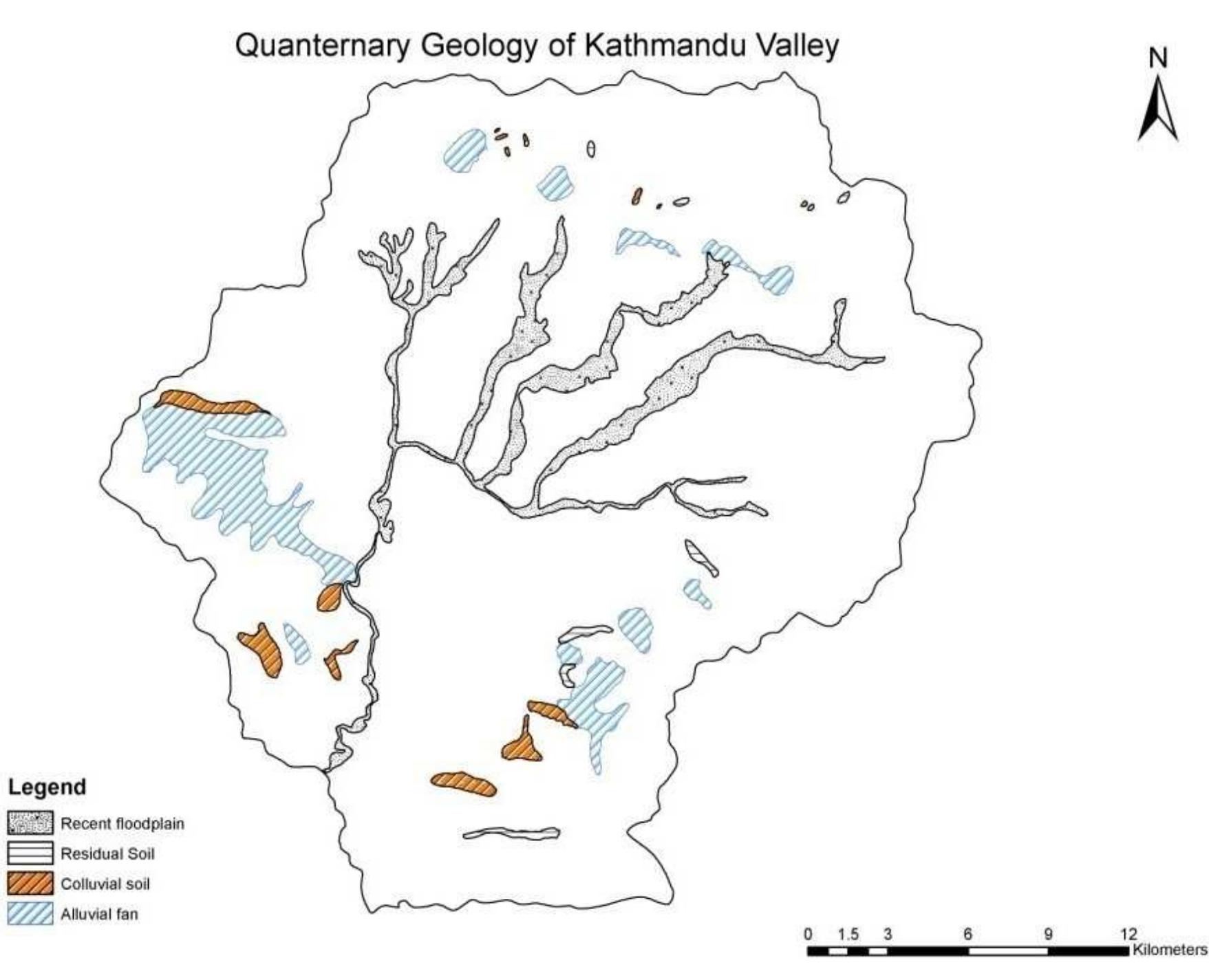 -4: geological map of quaternary sediments in kathmandu