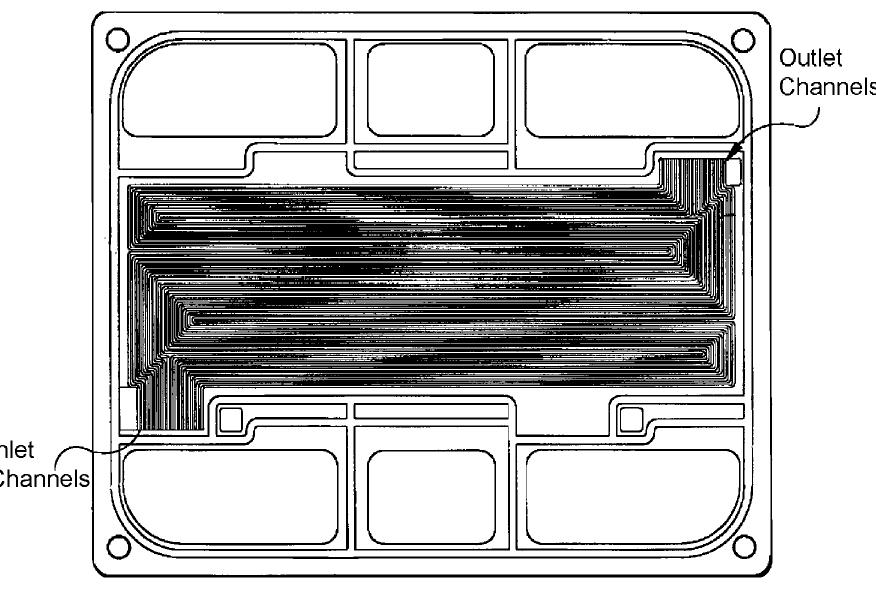 Multiple serpentine flow channels [25].