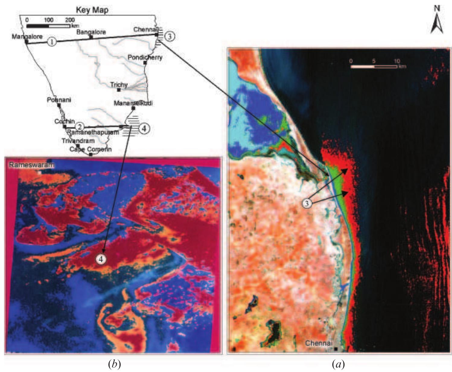 Sediment dumping into the ocean. key map showing the