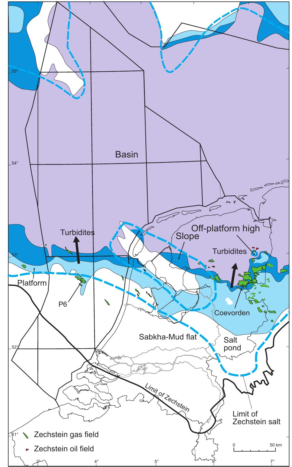 Zechstein play map. shown is the paleogeographic map of the