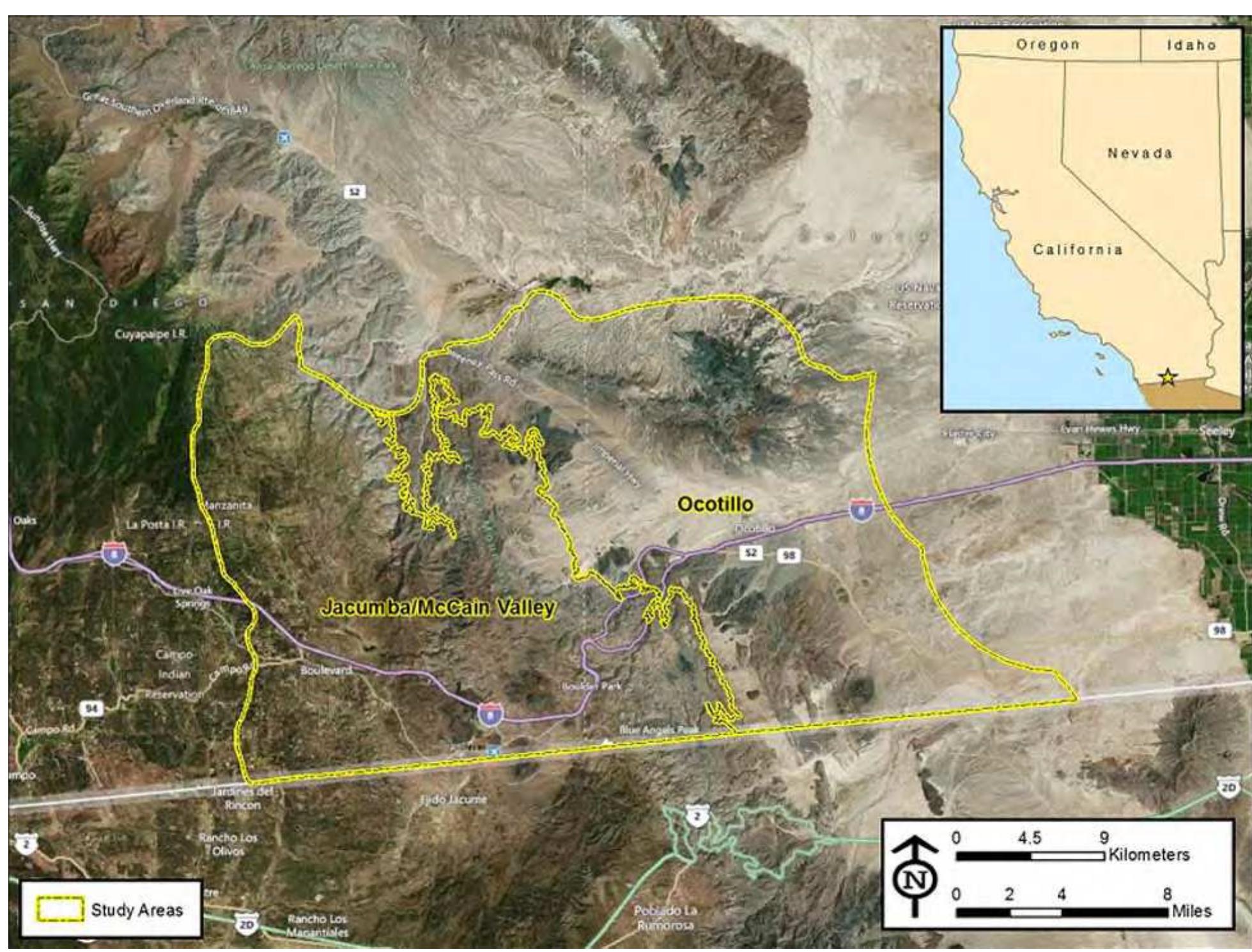 Map of the jacumba/mccain valley and ocotillo study regions.