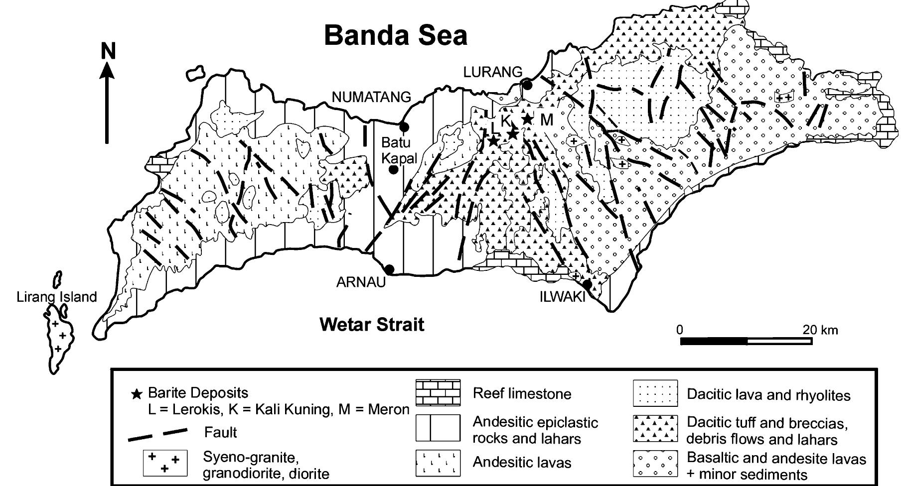 Simplified geological map of wetar island, after nash and