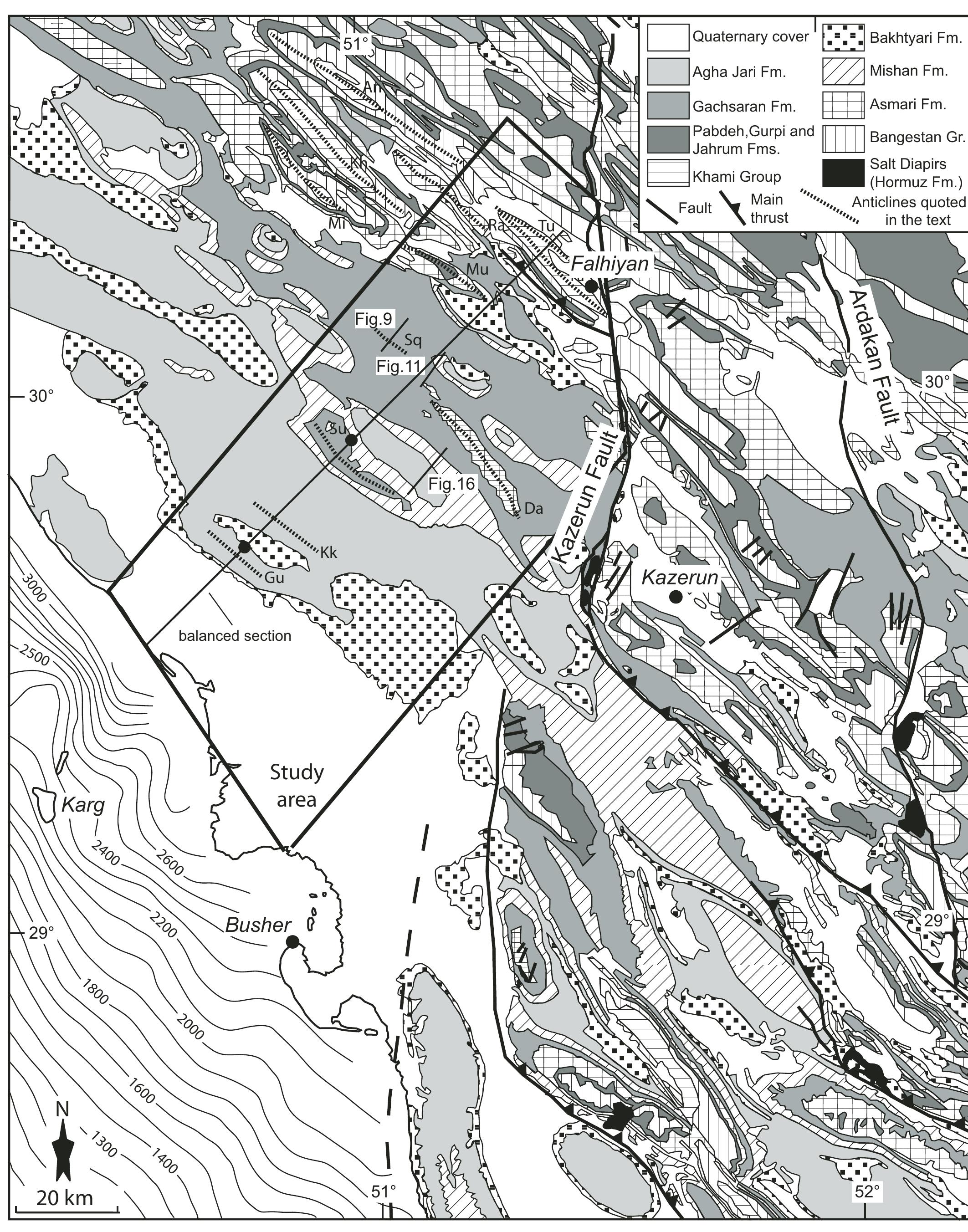 Simplified geological map of the study area and adjoining