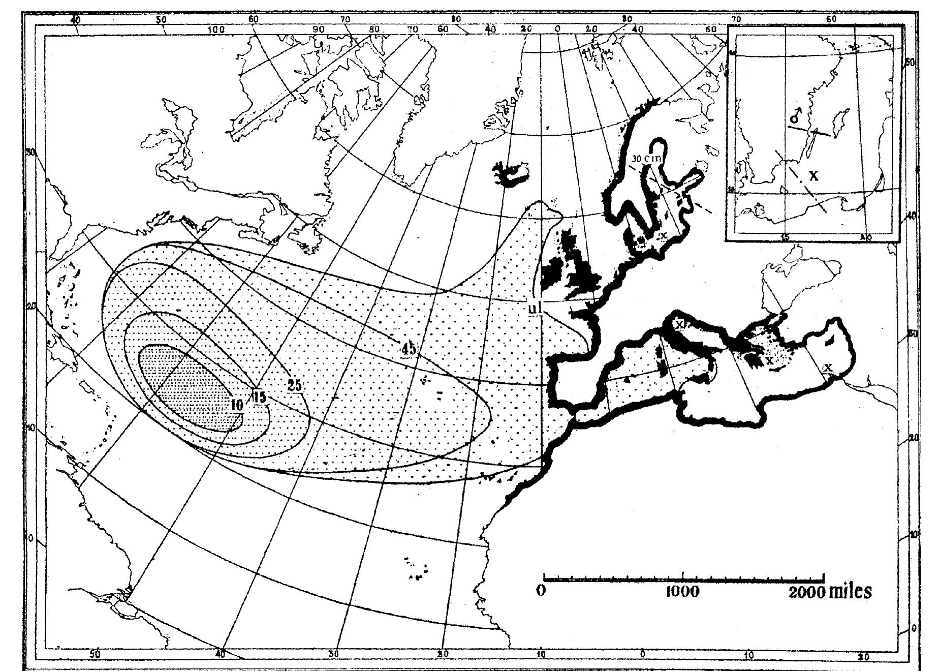 Distribution patterns of eel larvae with the size of the