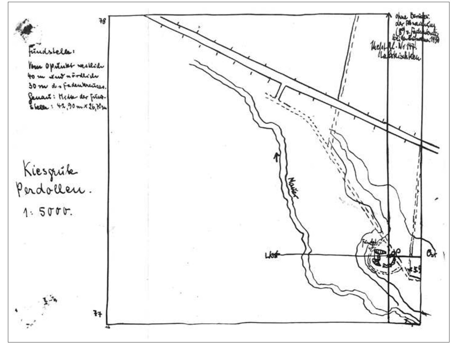 The archival location plan of the petino/perdollen burial