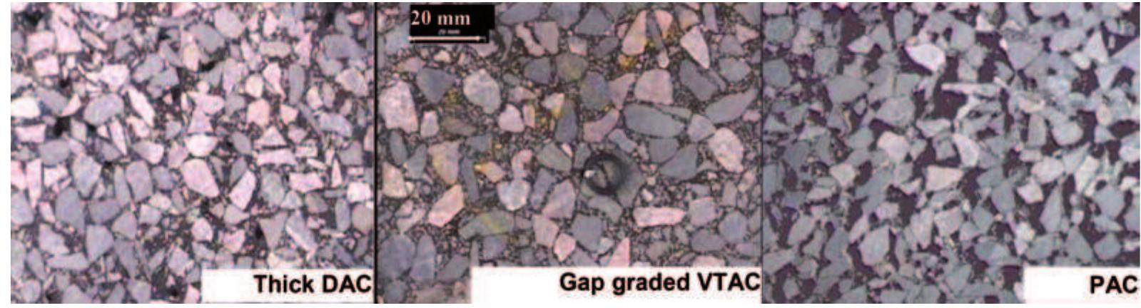 Cuts of vtac of class 2 compared to dense asphalt concrete