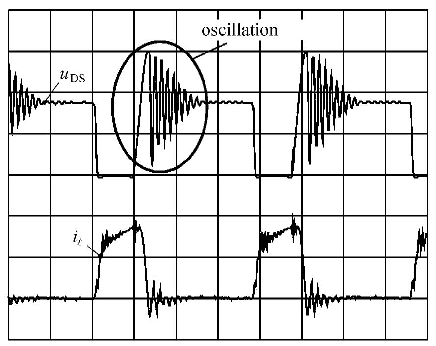 Transistor voltage and current waves- shape (converter with