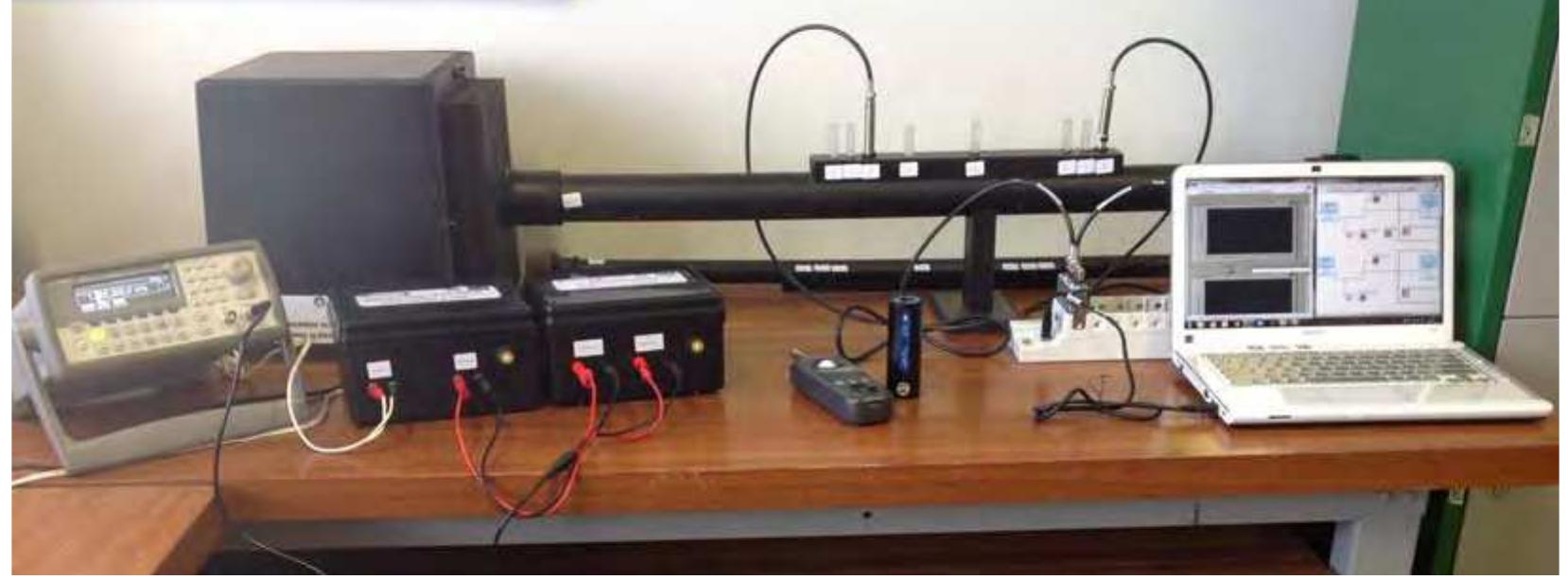 Acoustic impedance tube measurement setup: two microphones