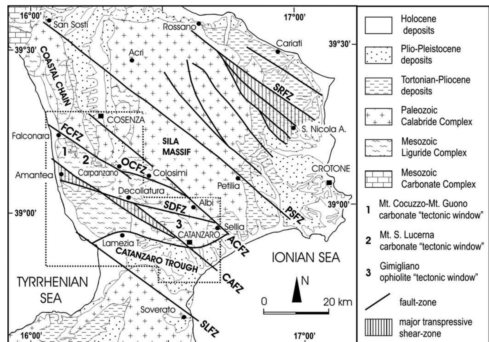 Schematic tectonic map showing the main middle