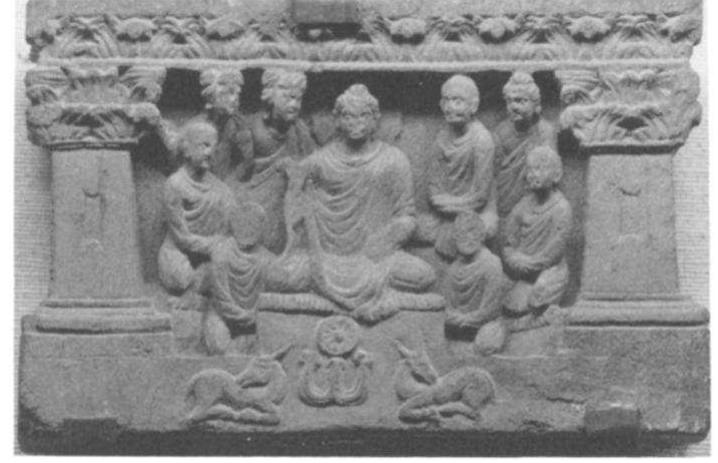 Sakyamuni buddha’s first sermon, from gandhara region,