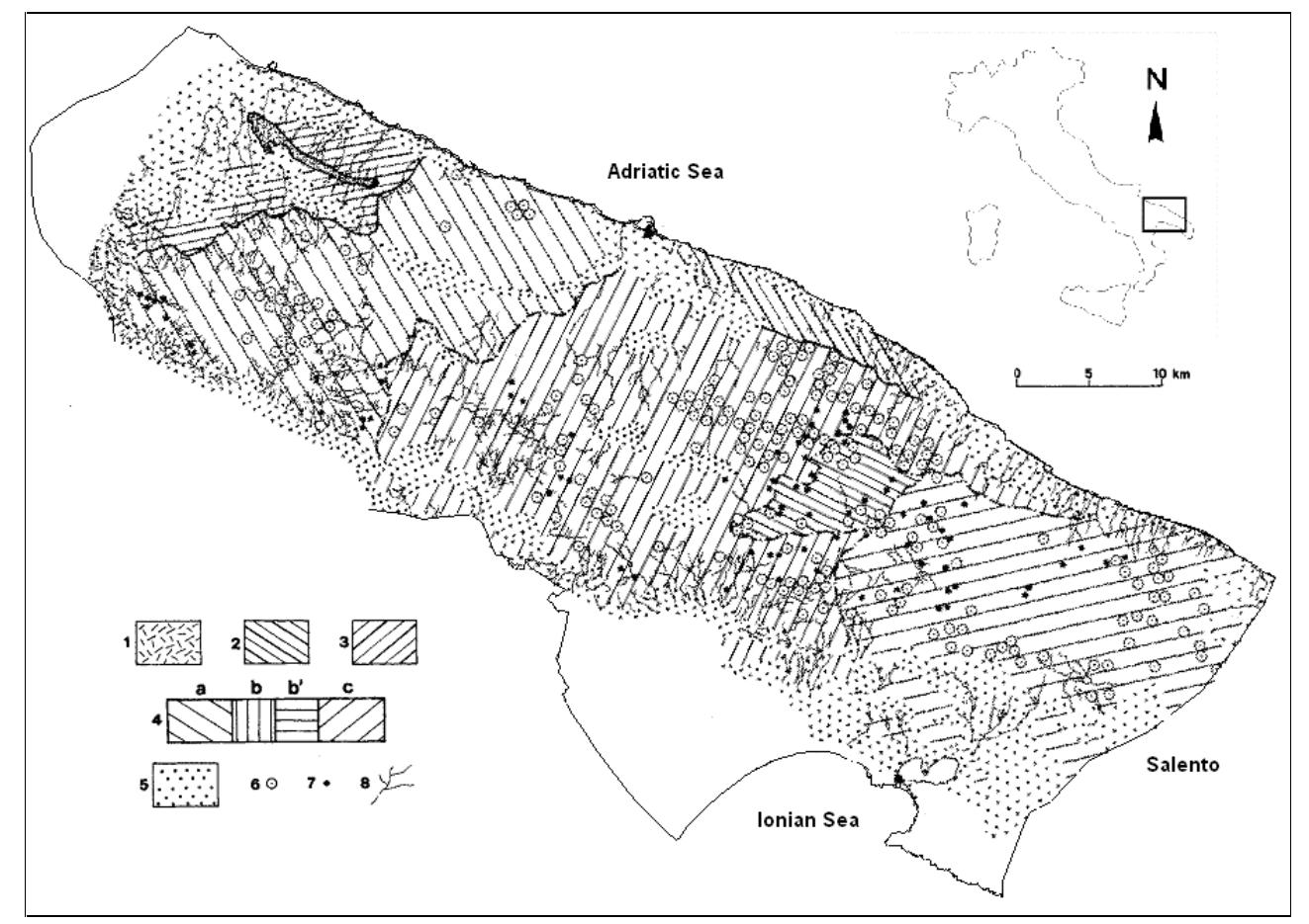 Geological map (schematic) of murgia - mesozoic lithofacies