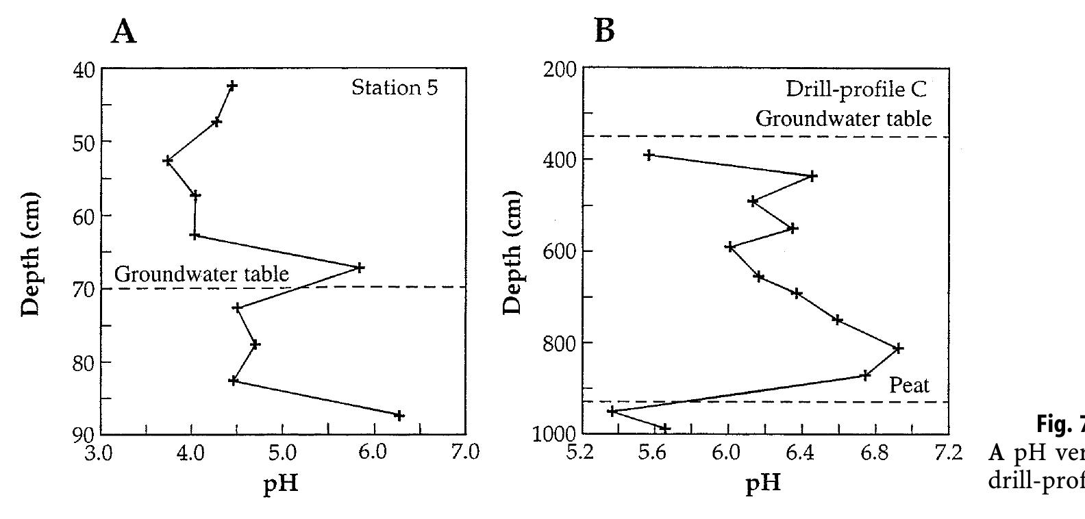 May be due to the low ph in the shallow part of the