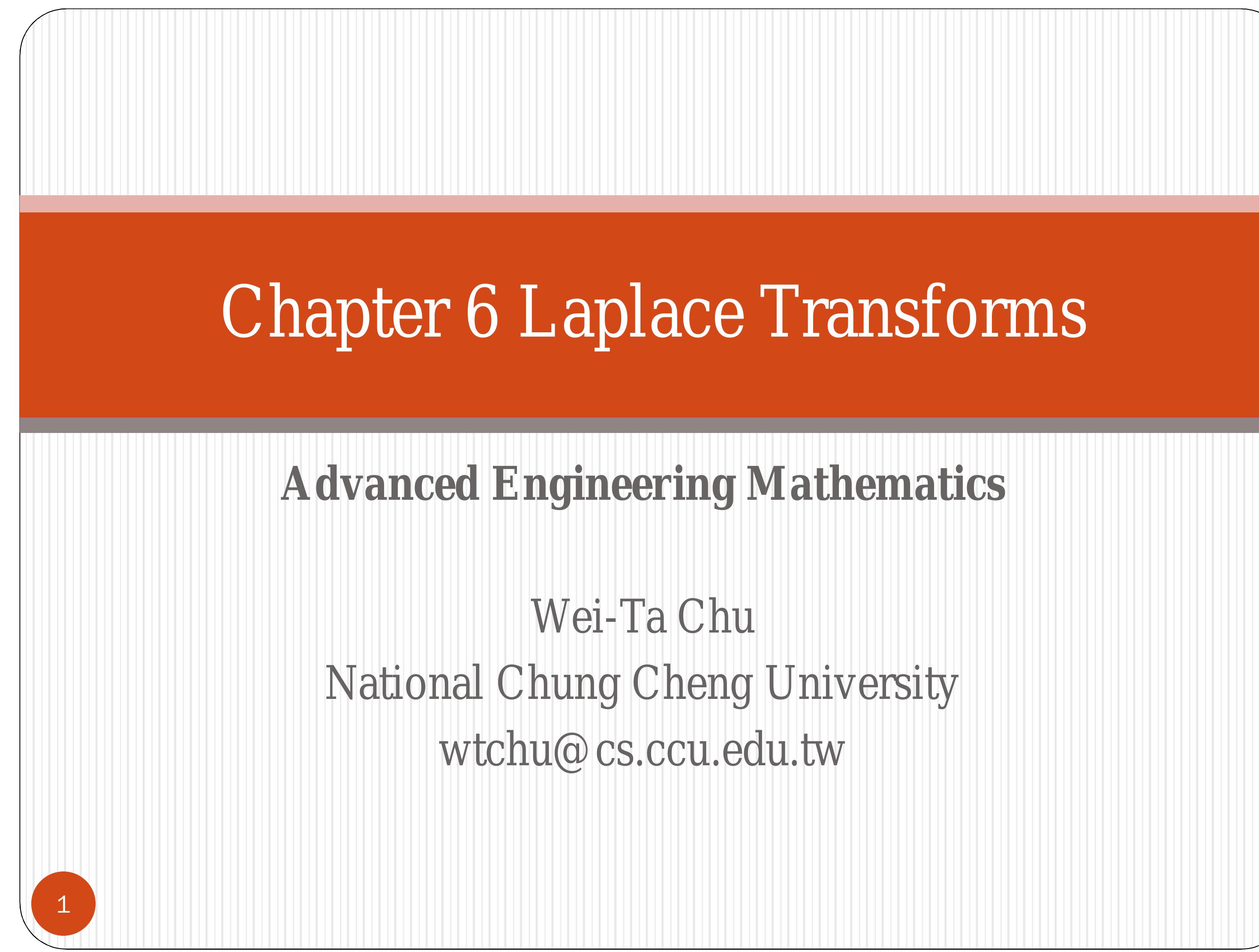 (PDF) Advanced Engineering Mathematics Chapter 6 Laplace Transforms
