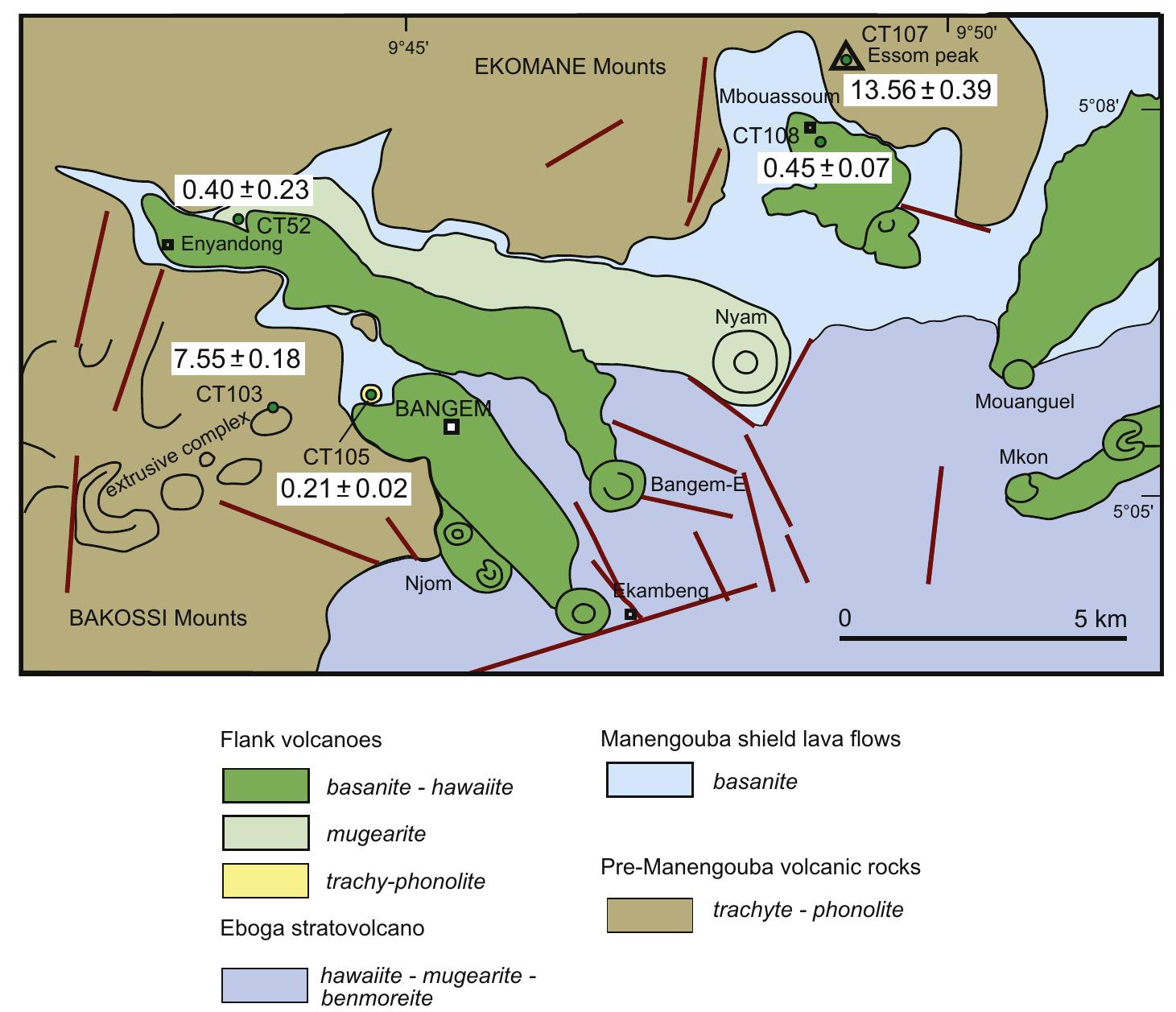 Detailed map of the north-western low slope showing the age
