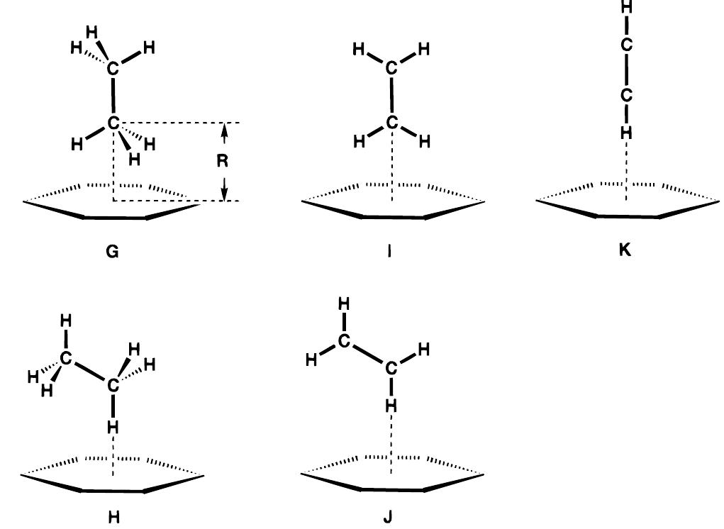 The geometries of the benzene—ethane, benzene—ethylene, and