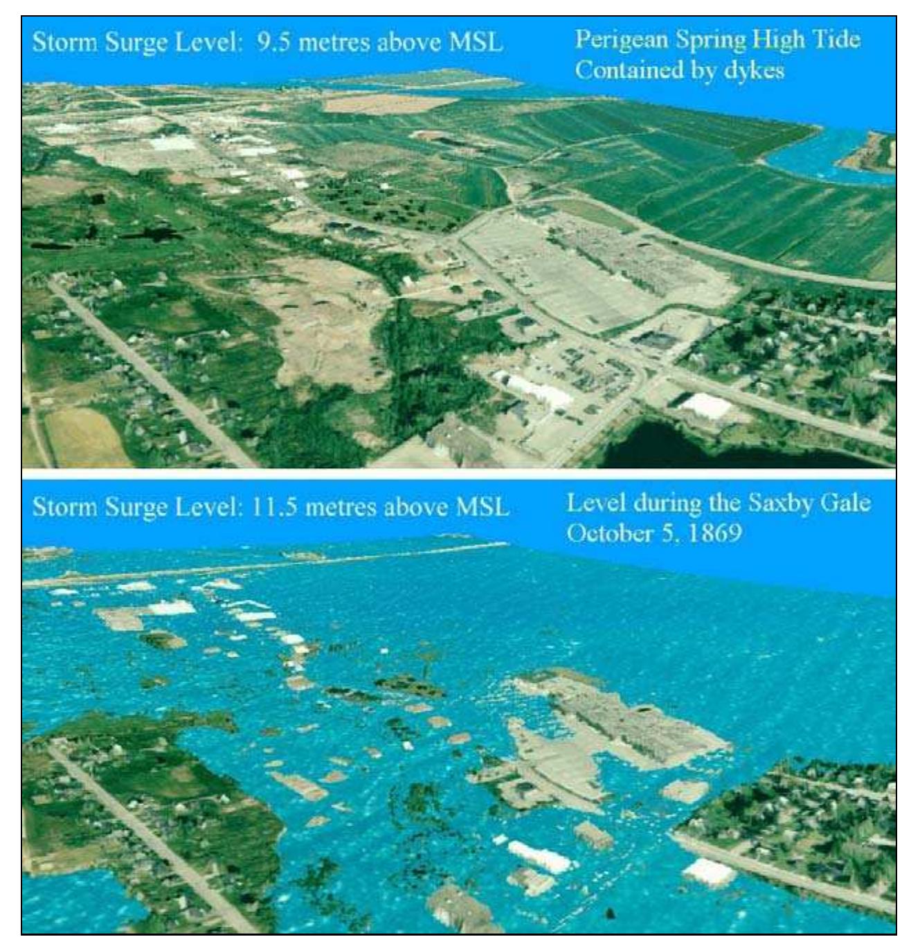Example of flood-risk maps for the truro area simulating the