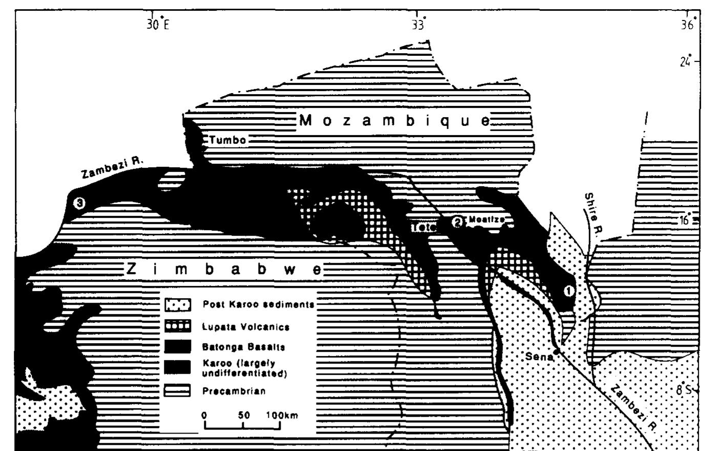 The distribution of karoo system rocks in the zambezi valley