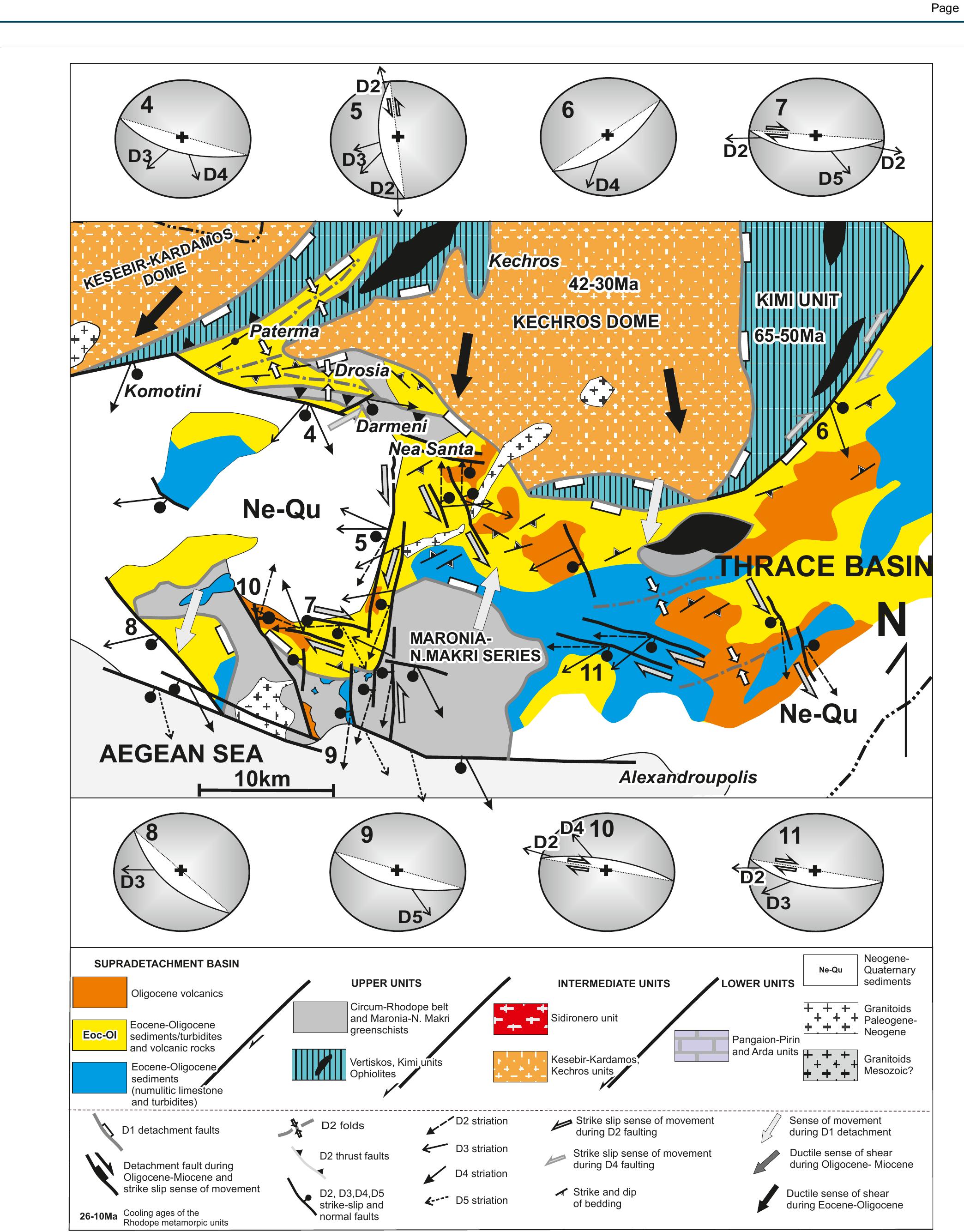 Detail structural map with the main fault zones and their