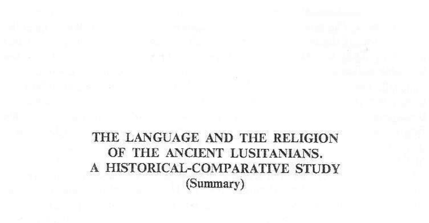 The lusitanian language, spoken in antiquity in the