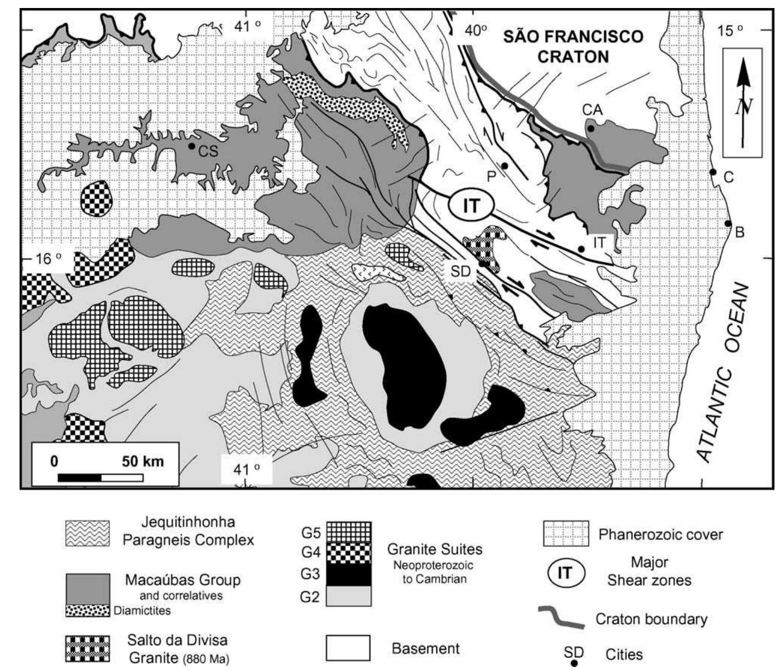 Simplified structural map of the northeastern portion of the