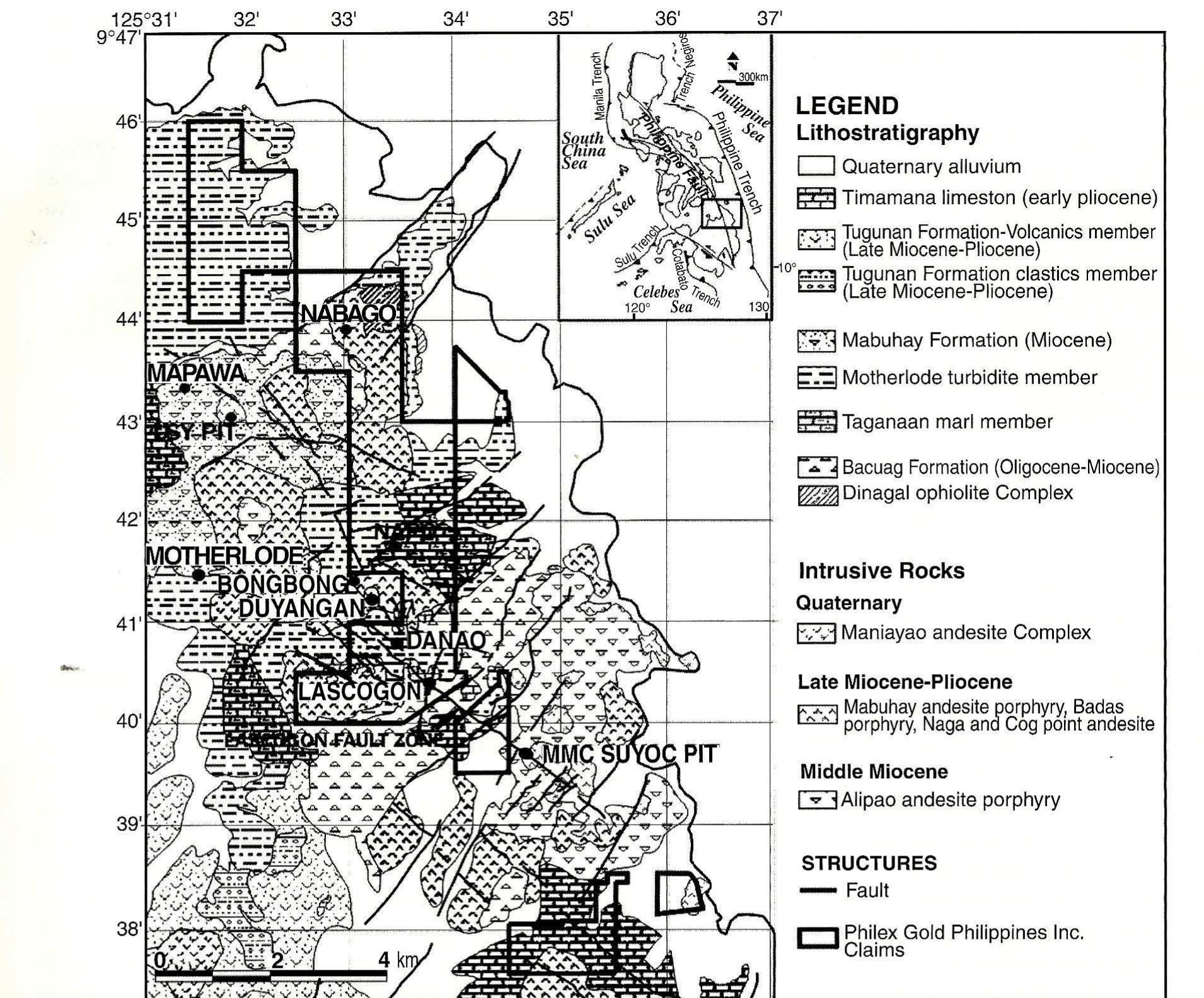 Geologic map based on recent mapping and modified from anglo