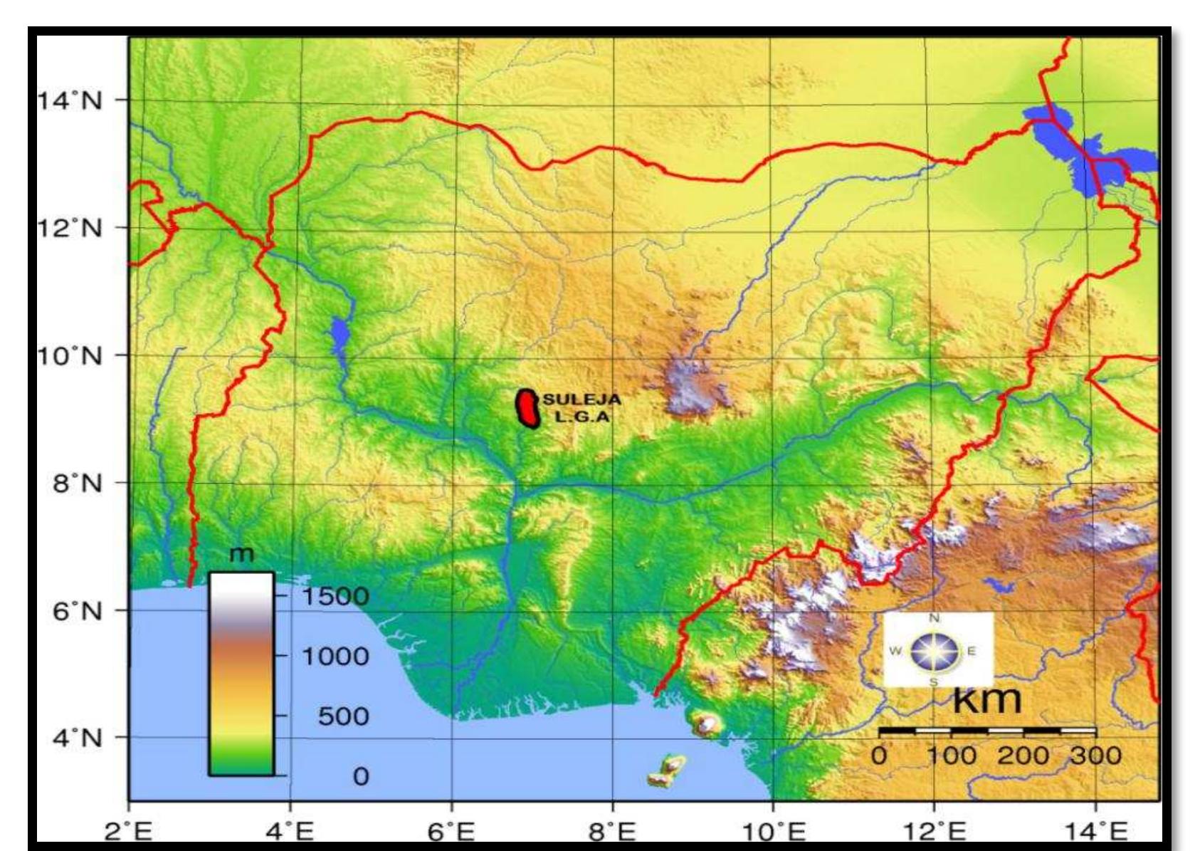 4 topographic map of nigeria showing suleja l.g.a source: