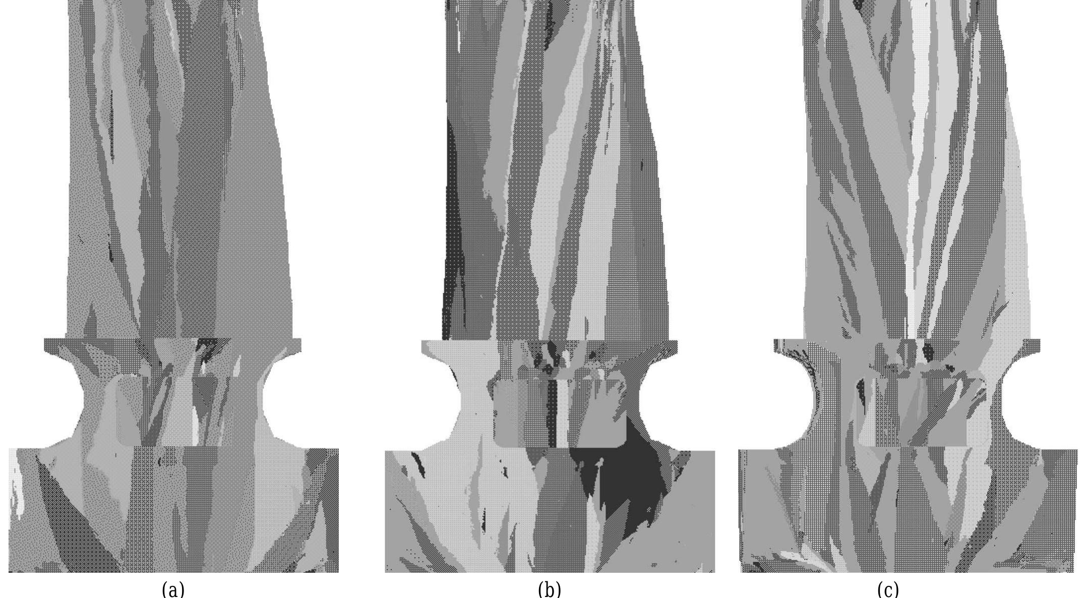simulated external grain structures of the turbine blade