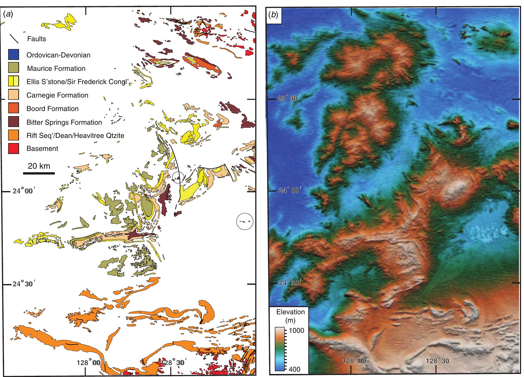 (a) simplified geological map of the study area based on