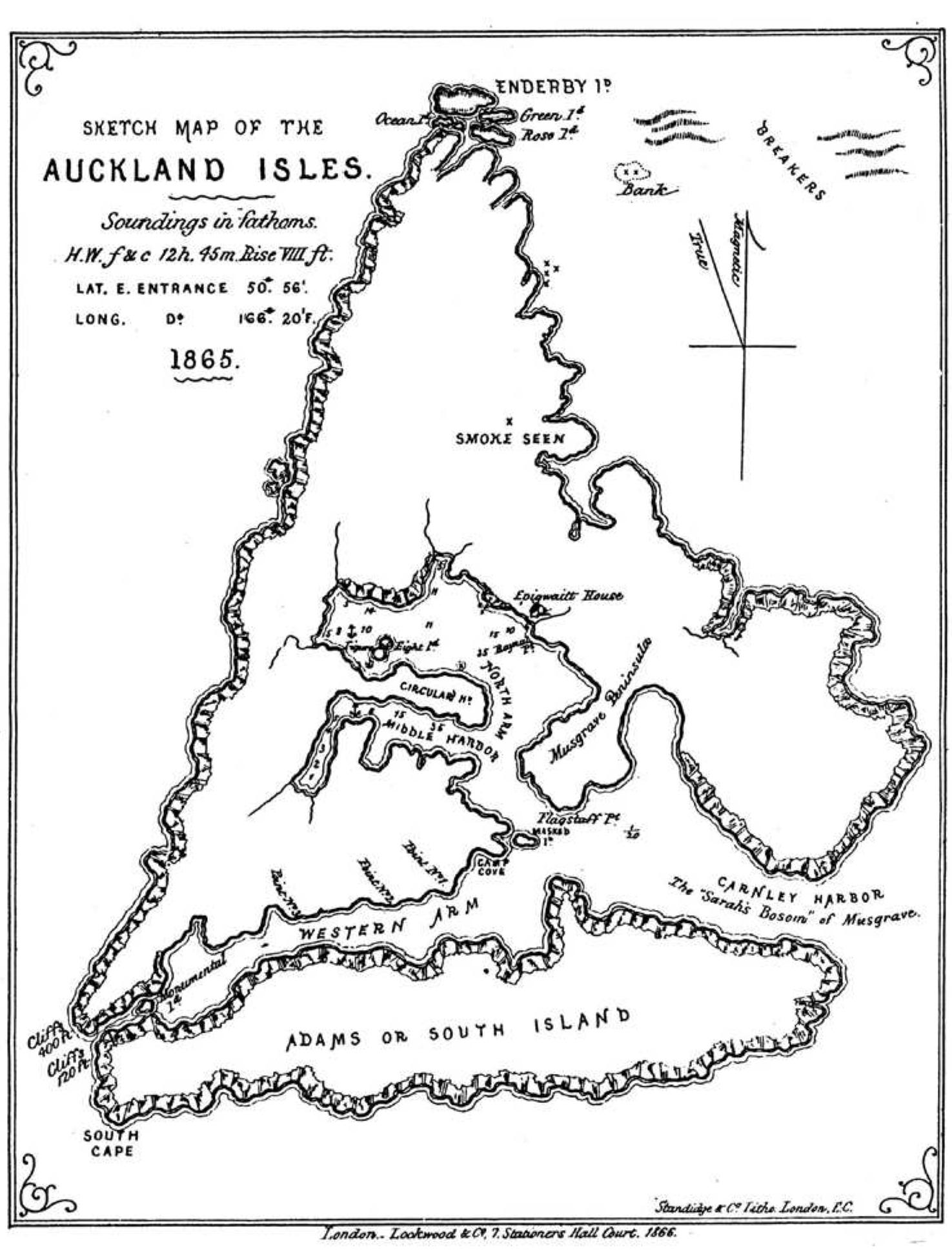Thomas musgrave’s map of the auckland islands. source: