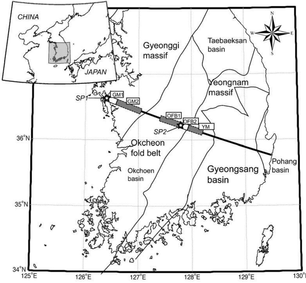 Map of the korean peninsula and the kcrust2002 seismic