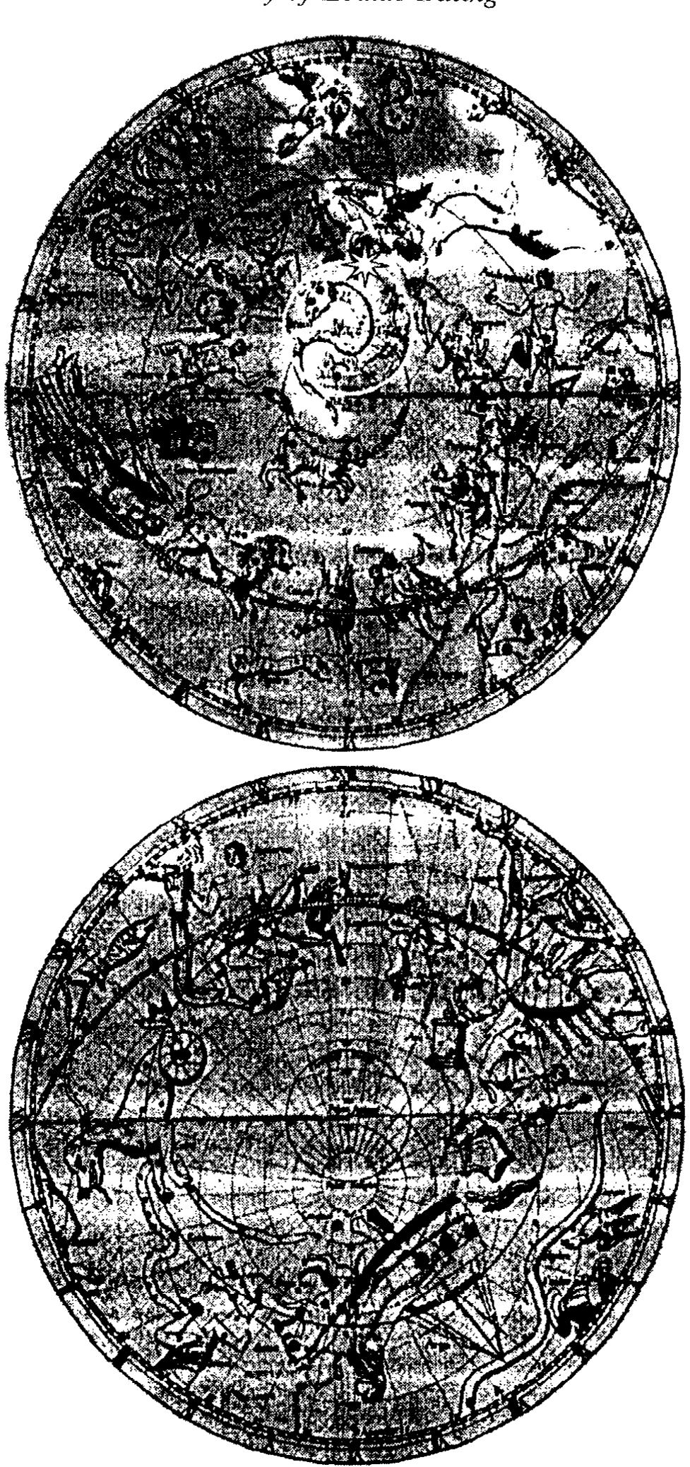 The northern and the southern hemispheres of the aratus sky