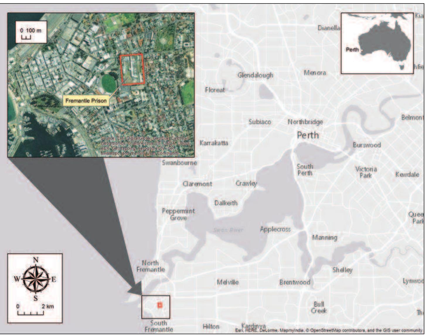 Map of western australia showing the location of fremantle
