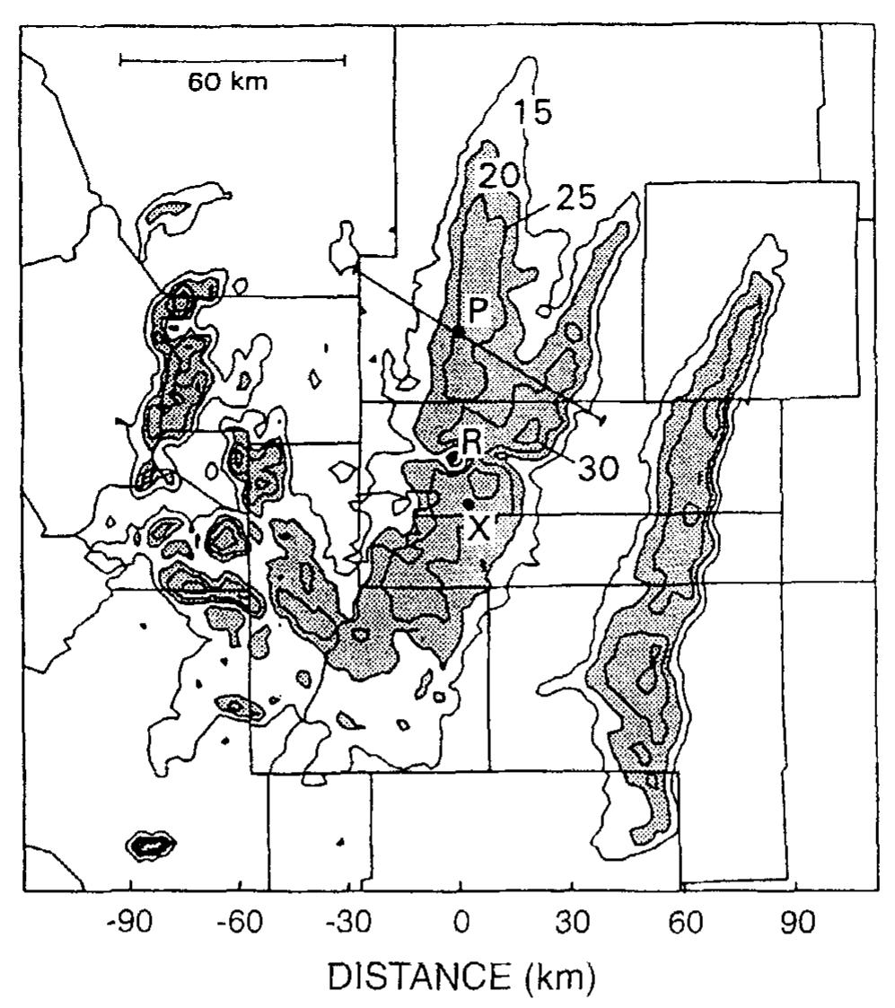 Radar reflectivity data (dbz, after snook (1992)) from the