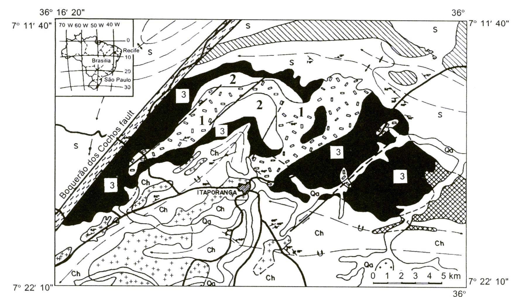 Fic. 1. geologic map of the itaporanga batholith area.
